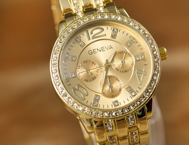 GENEVA WATCH日内瓦手表合金带钻外贸时尚休闲手表_忻愉表行_义乌购