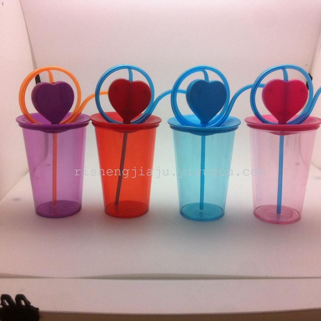 Supply New PS creative heart-shaped straw Cup advertising gifts suction ...