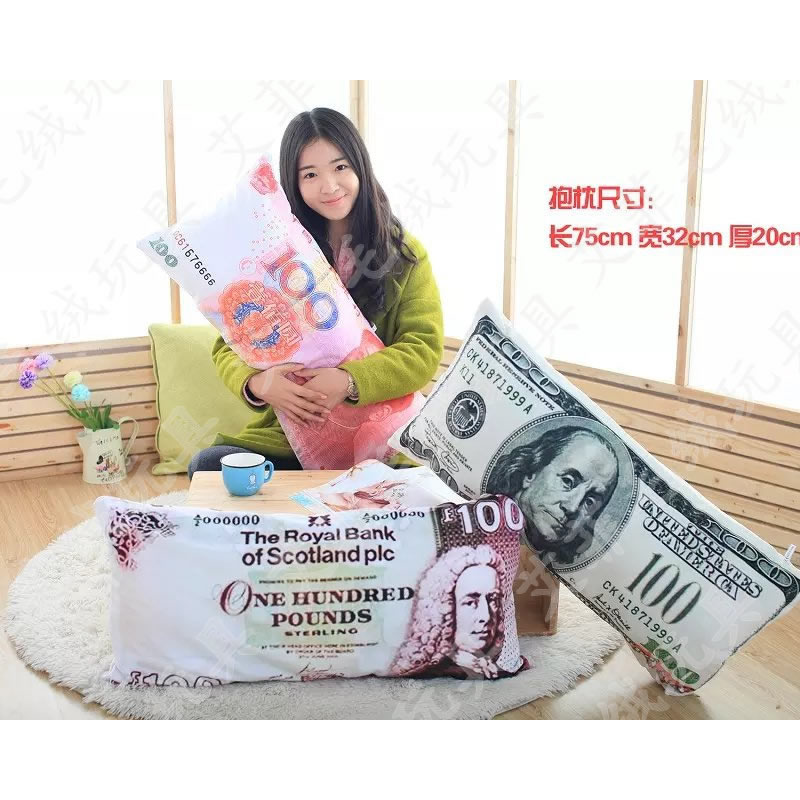 Supply 3 d simulation of cash pillow dollar pillow RMB pillow plush ...