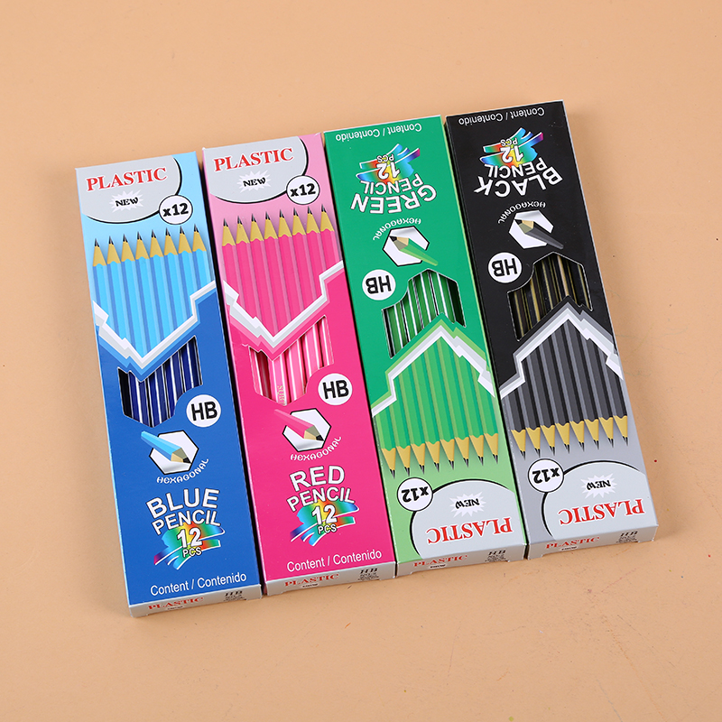 Supply 12 boxes of plastic pencils with hexagonal pens-