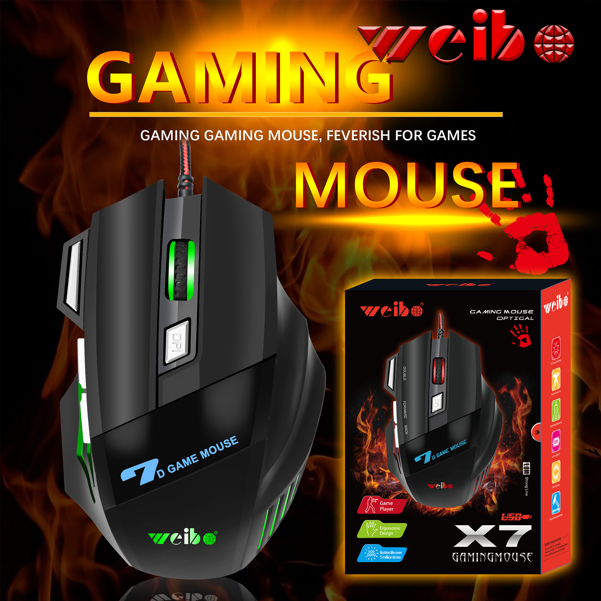 Supply The game mouse lights up the mouse weibo hot sale of the spot ...
