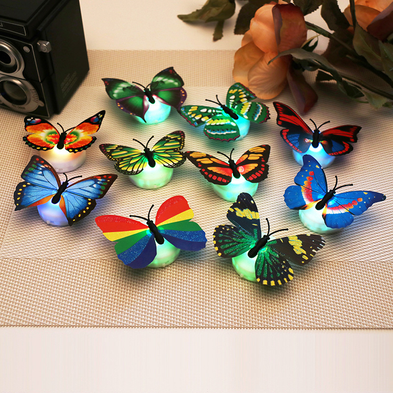 Supply Creative simulation of colorful LED butterfly small night lights ...