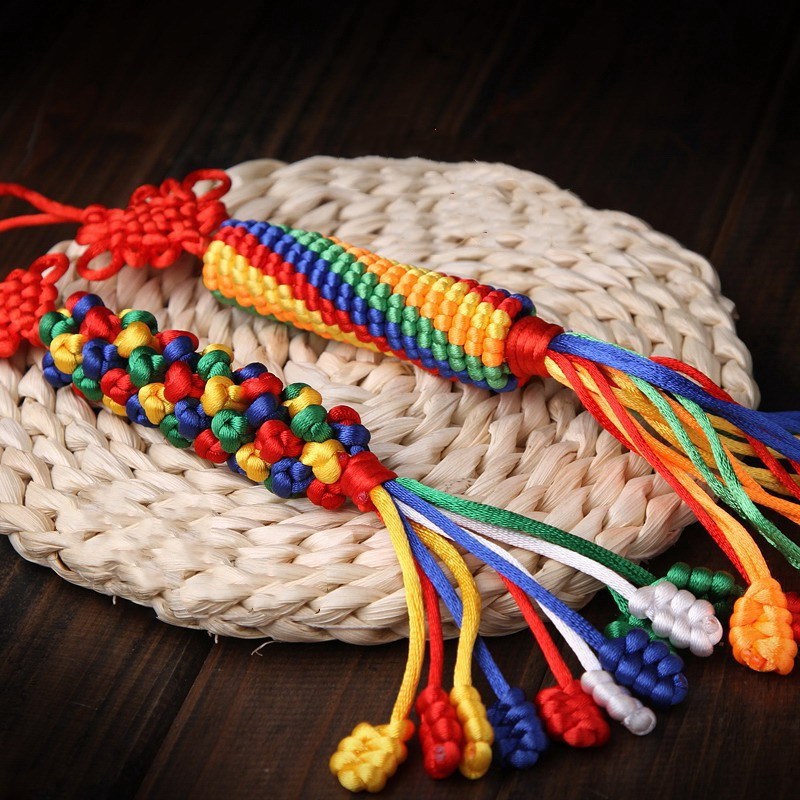 藏式五彩绳金刚结挂件汽车装饰品手编吉祥菠萝中国结车挂经文车饰_玉杰首饰_义乌购