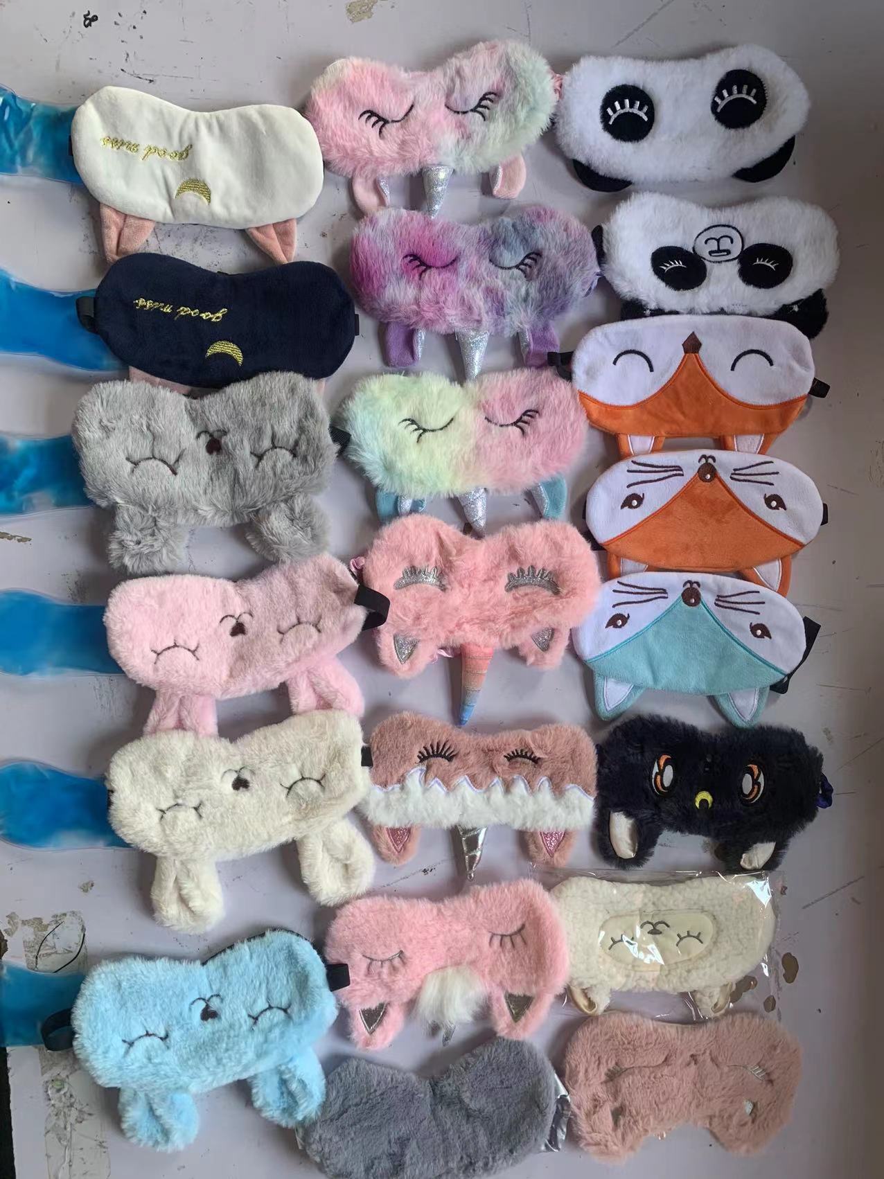 Supply Cross-Border Pink Cat Bear Eye Mask Cute Cartoon Plush Sleep ...